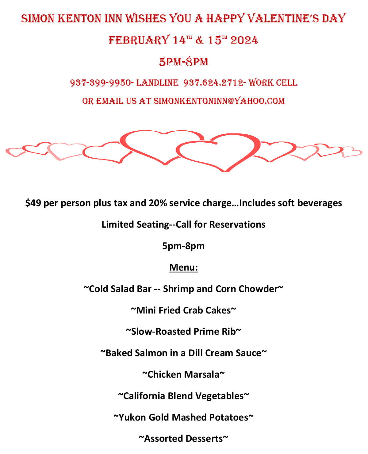 Upcoming Events | Simon Kenton Inn